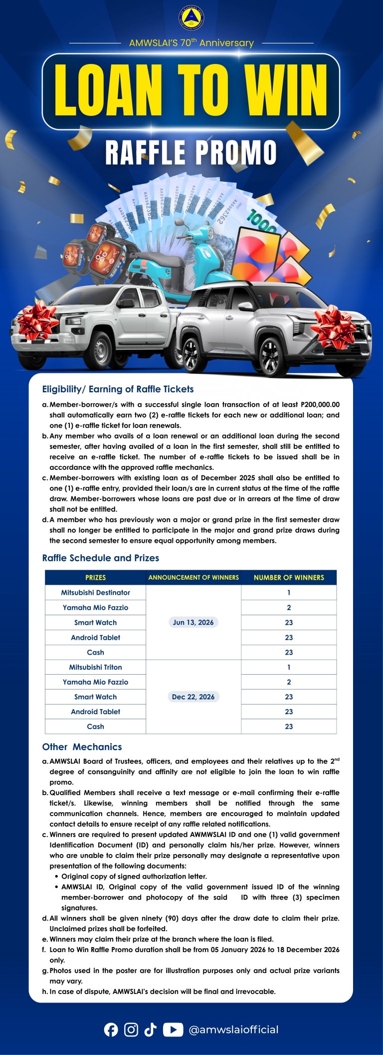 AMWSLAI's 70th Anniversary Raffle Promo: A year Full of Winners | Air ...